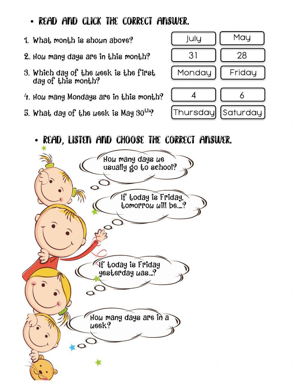 worksheet calendar | LiveWorksheets | 888996