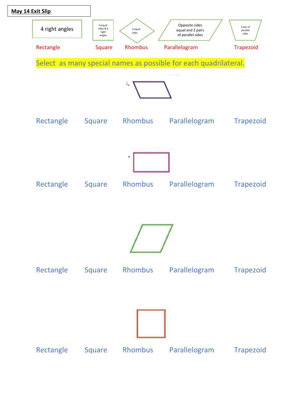 Naming shapes interactive worksheet | Live Worksheets