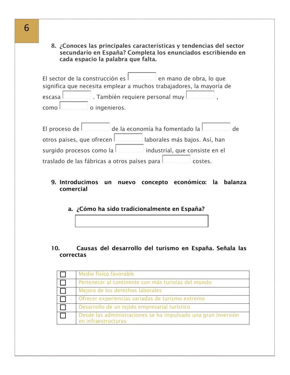 Economía españo… | Free Interactive Worksheets | 186311