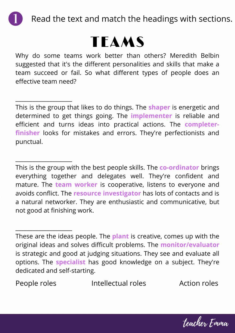 Team work | Free Interactive Worksheets | 185930