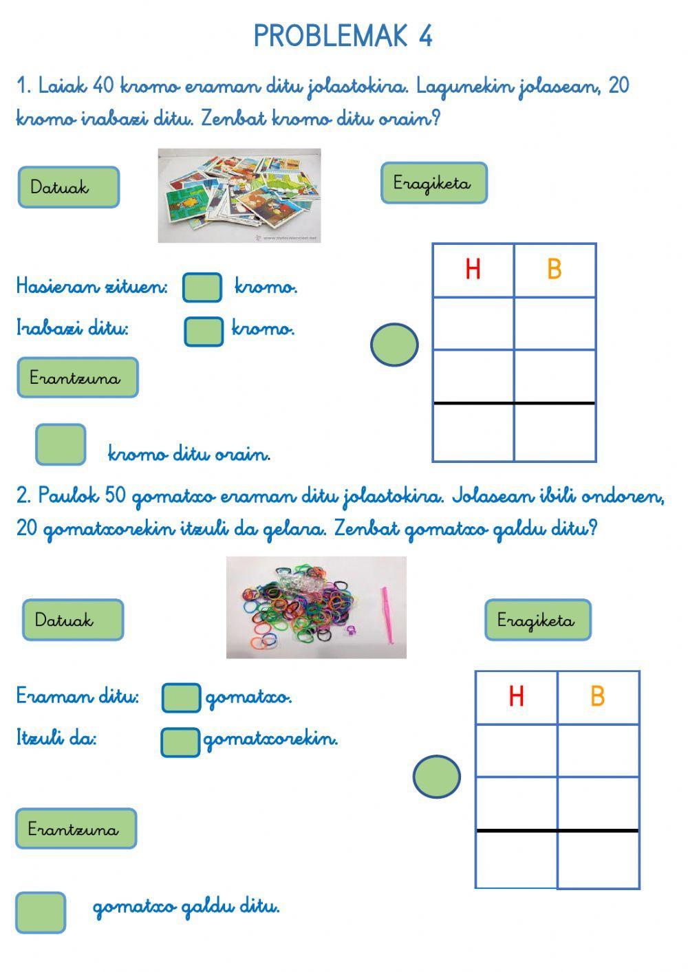 Problemak 4 interactive worksheet | Live Worksheets