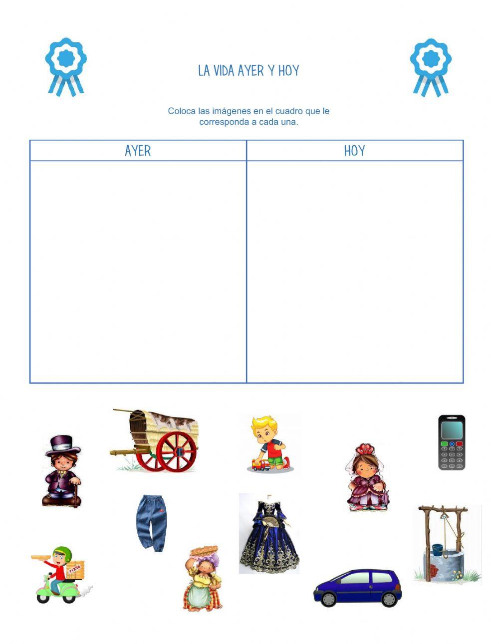 Ayer y hoy worksheet | Live Worksheets
