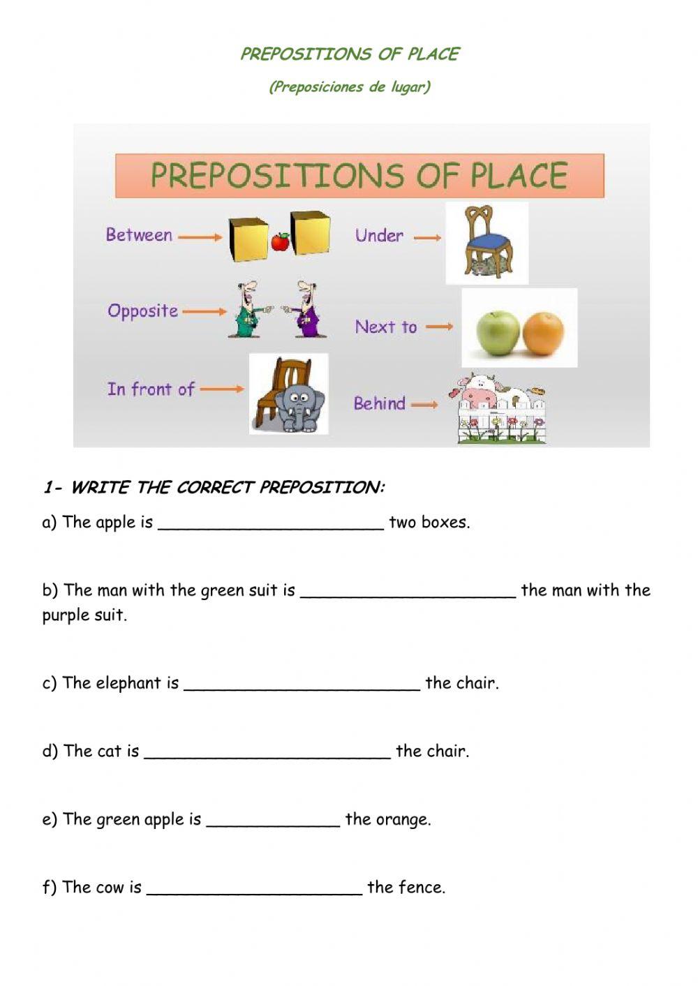 Prepositions activity for 4to grado primaria | Live Worksheets