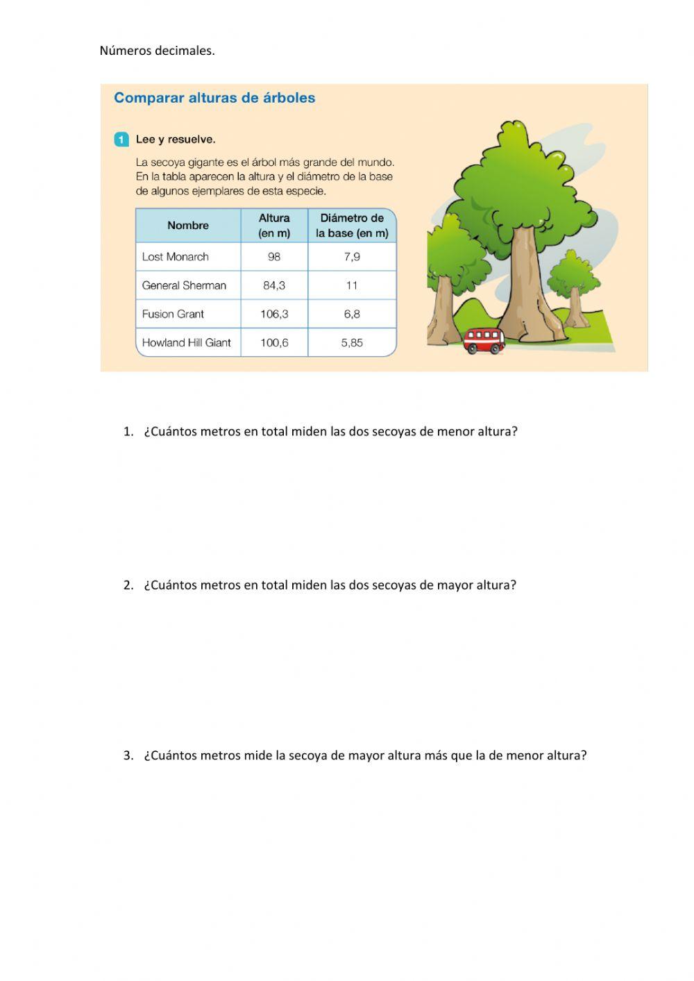 Problemas con numeros decimales worksheet | Live Worksheets
