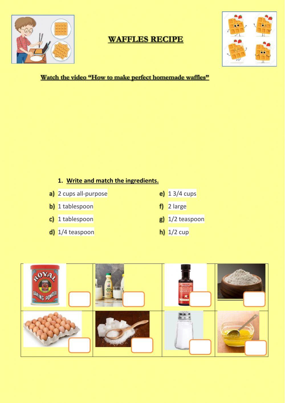 Waffles recipe | Free Interactive Worksheets | 187419