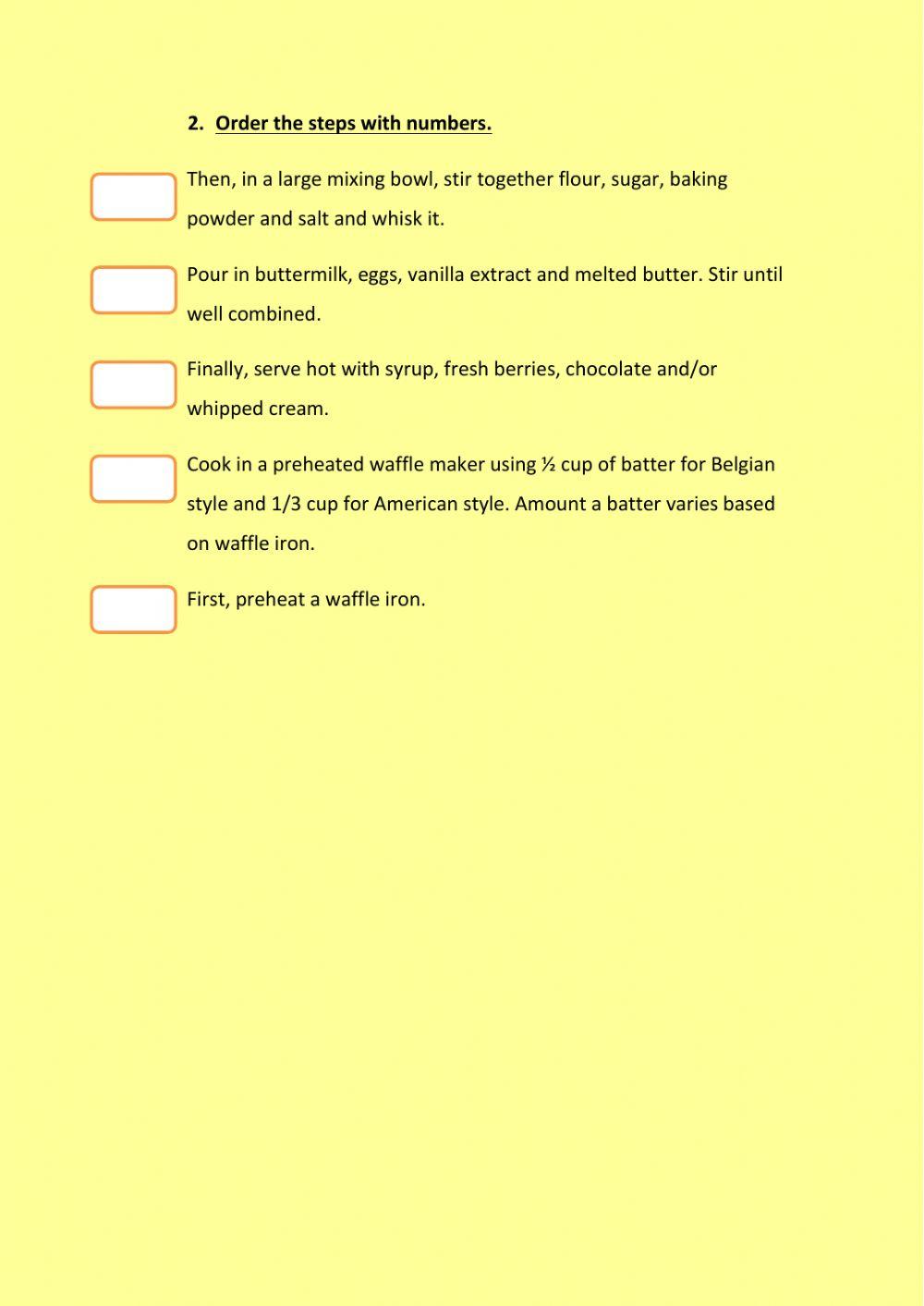 Waffles recipe | Free Interactive Worksheets | 187419