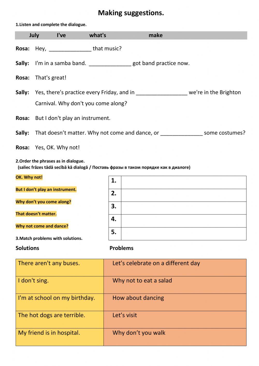 Making suggestion.EPS.Unit 4.(pg.48). worksheet | Live Worksheets