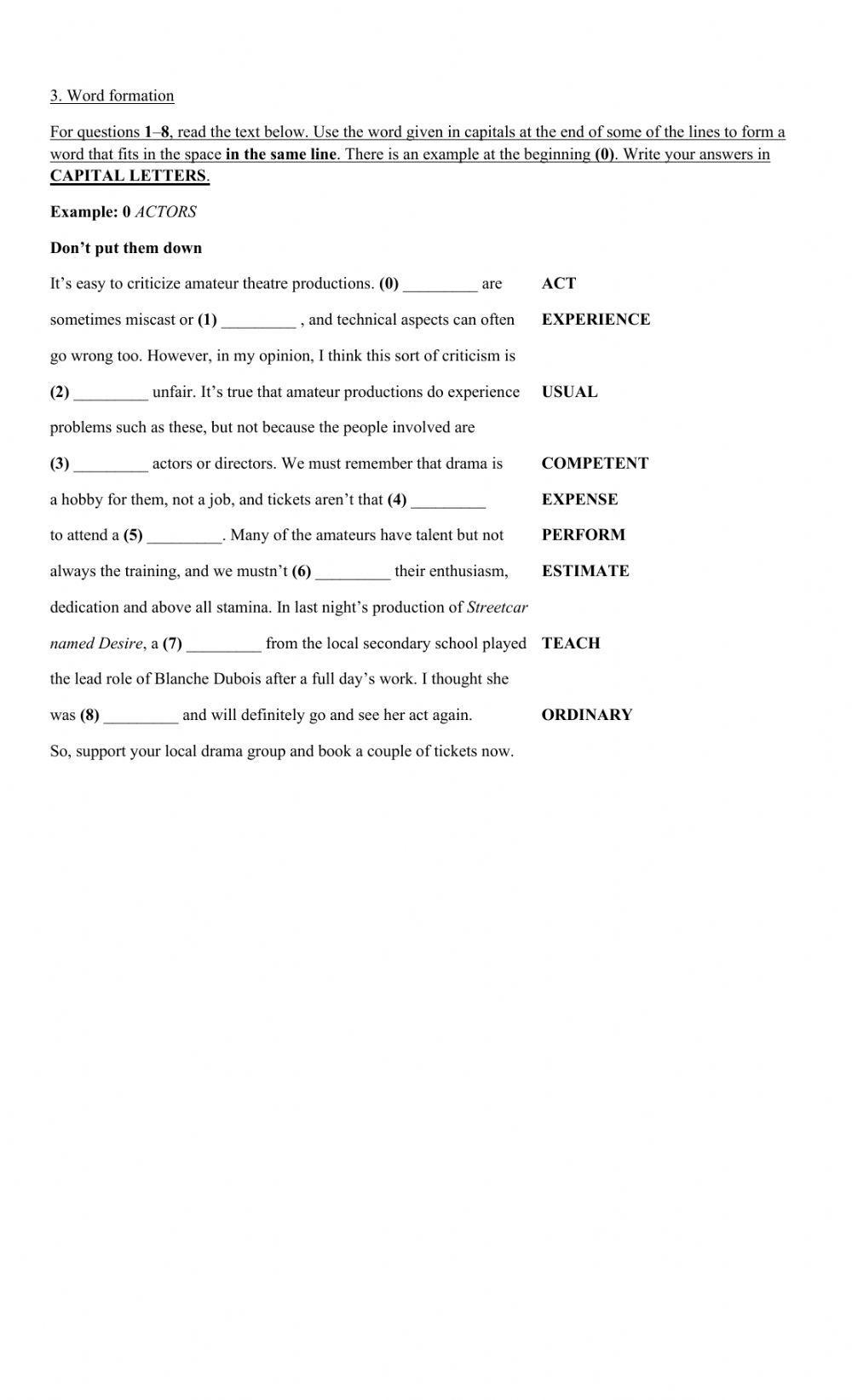 FCE- Test 1 | Free Interactive Worksheets | 187972