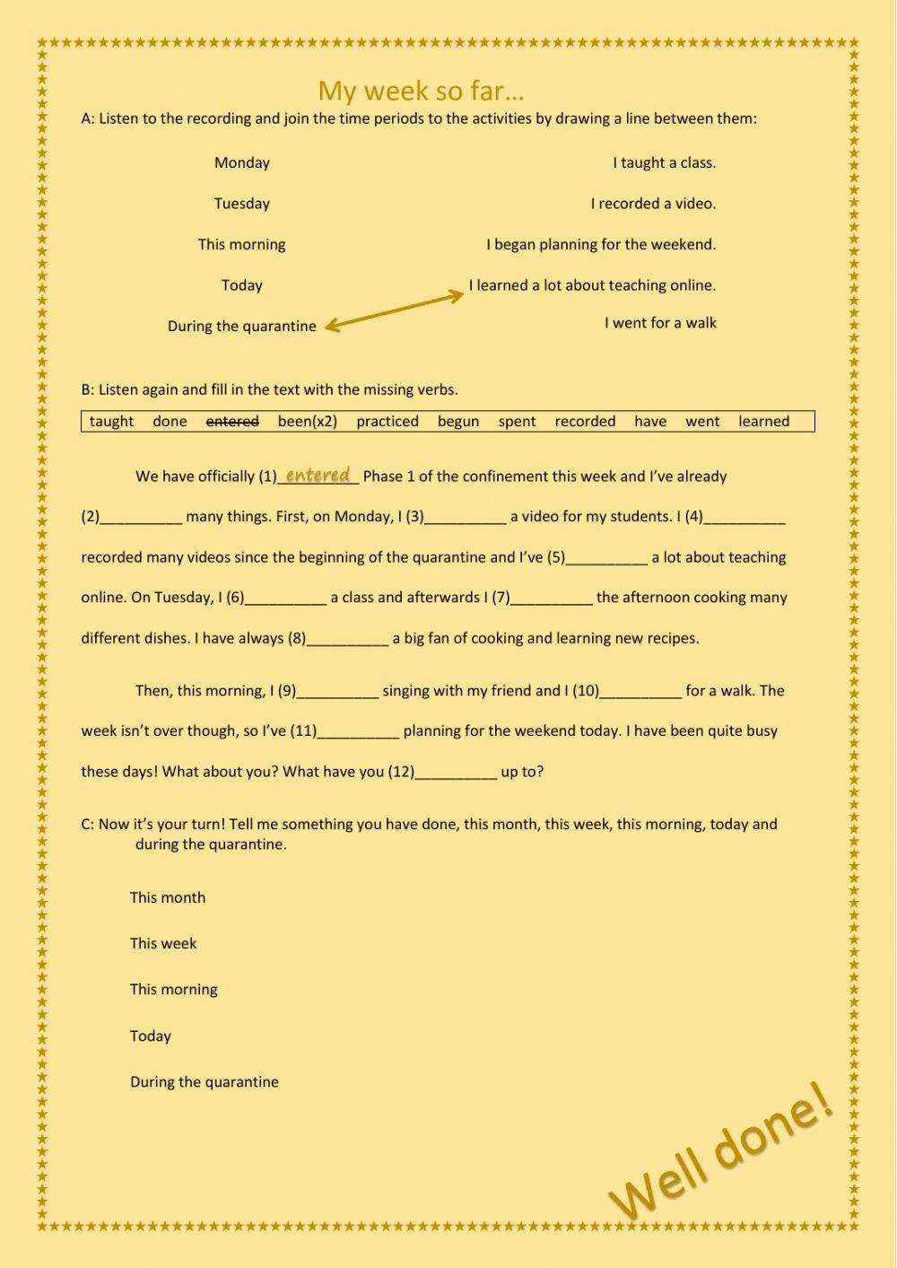 My week so far 187671 | Grecia Alvarez | Live Worksheets