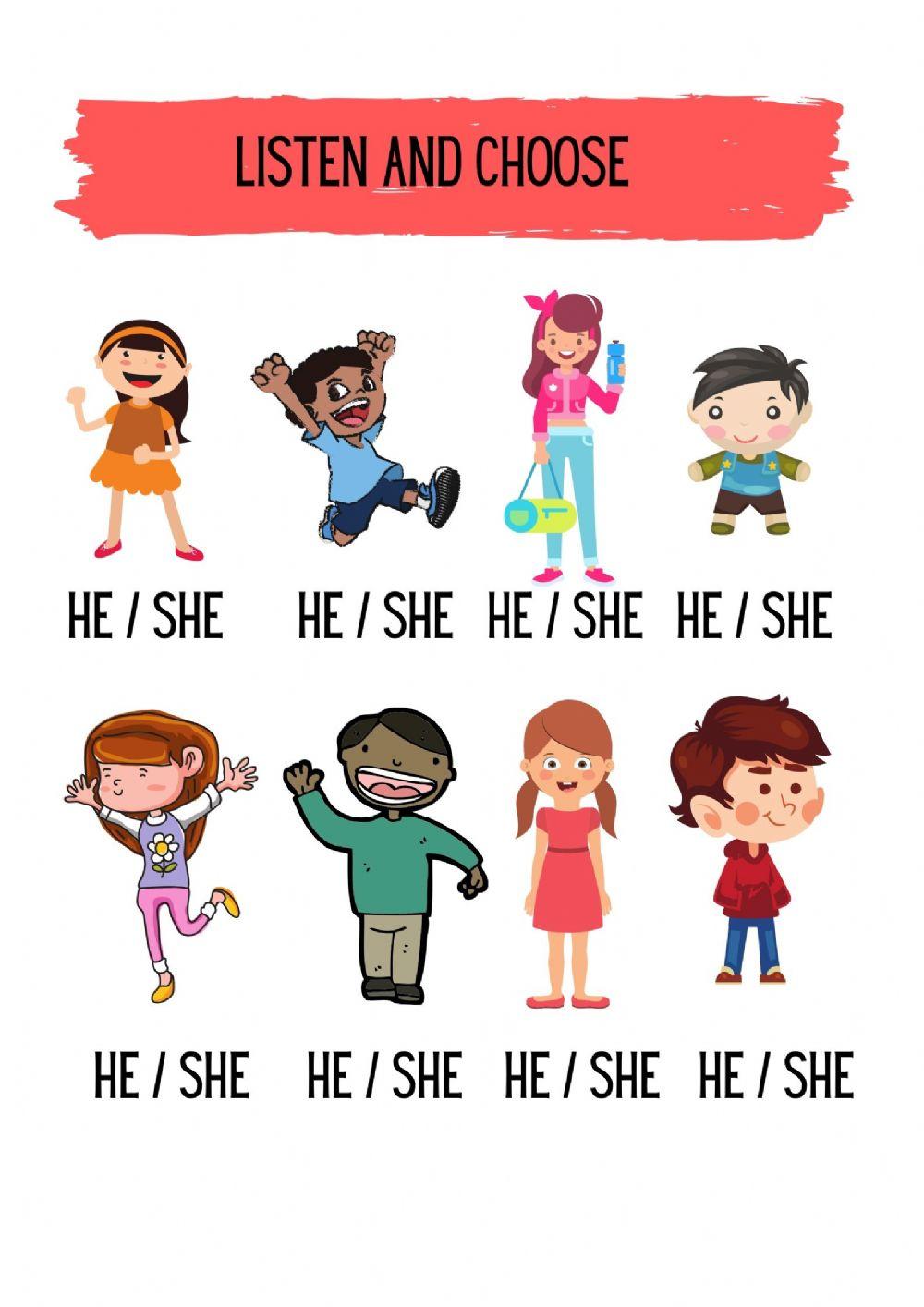 He she activity | Live Worksheets