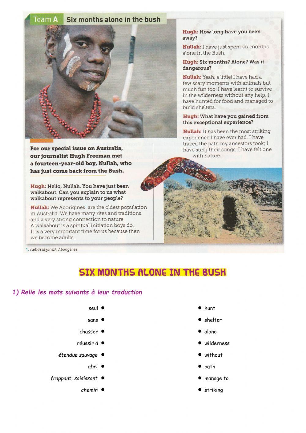 6 months in the Bush worksheet | Live Worksheets