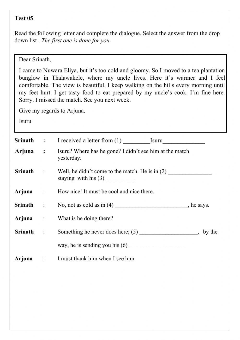 Ol english 2017 part 1 q 1 to 5 final worksheet | Live Worksheets