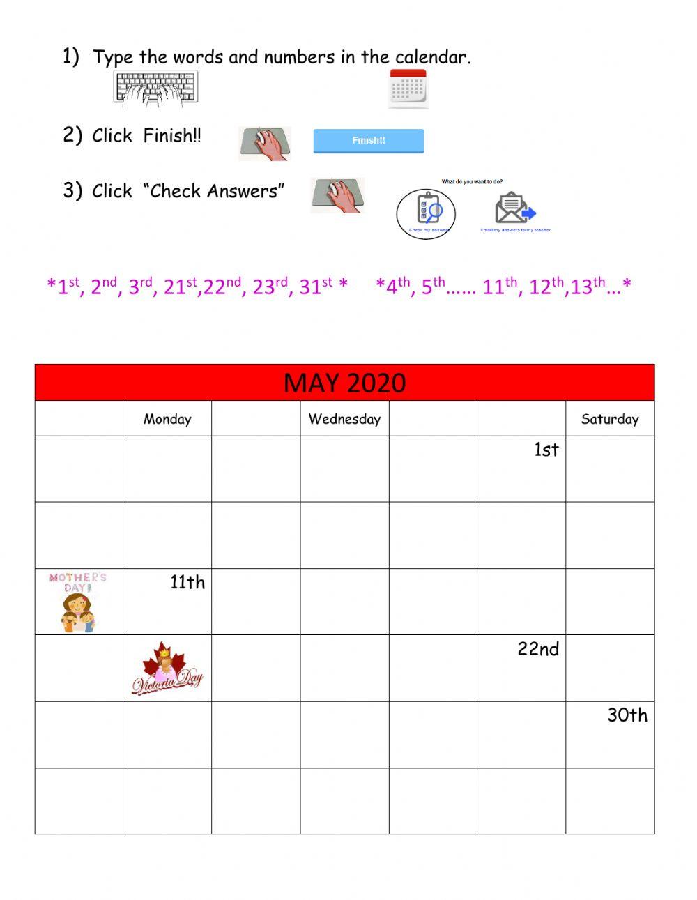 Calendar 187882 | April Chan | LiveWorksheets
