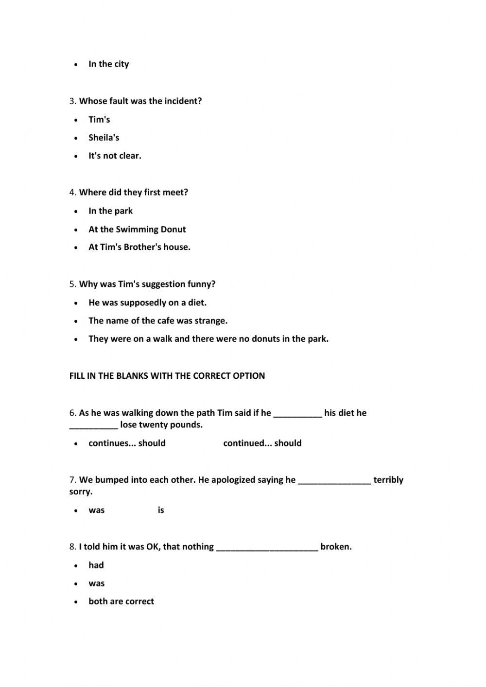 READING REPORTED SPEECH online exercise for | Live Worksheets