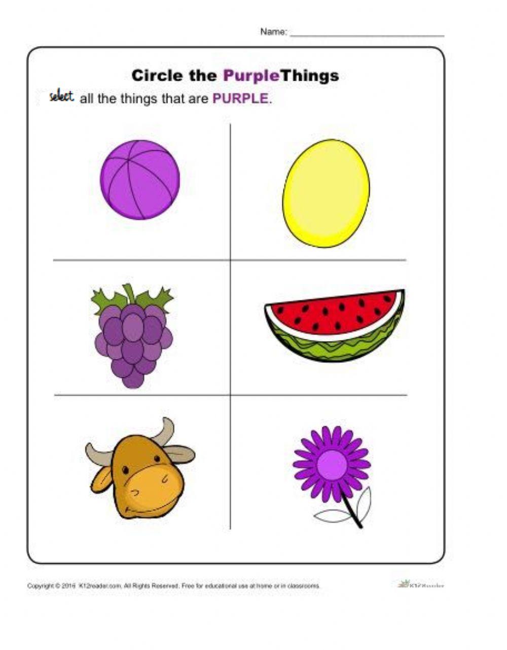 color purple online exercise for | Live Worksheets