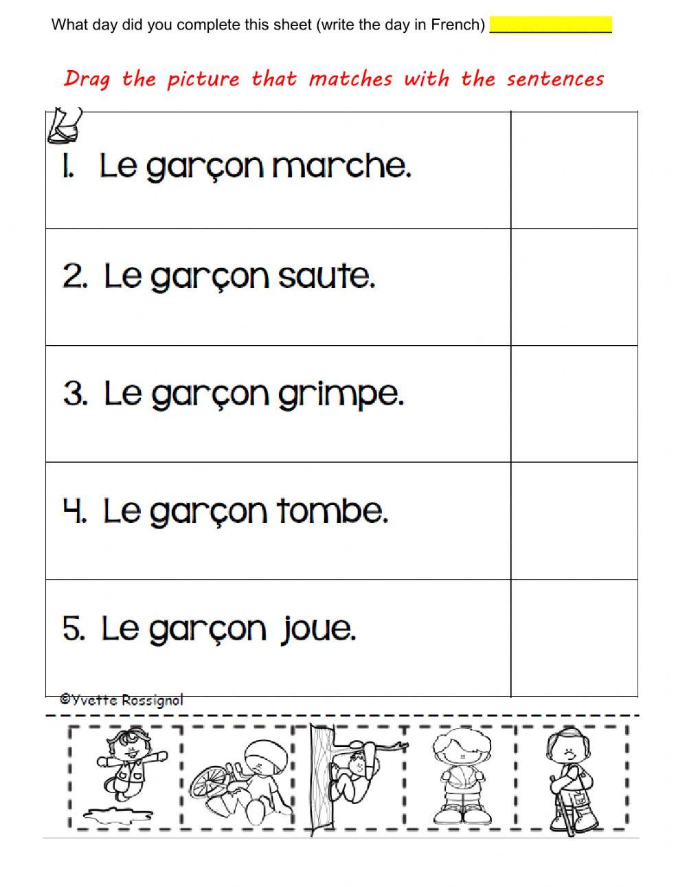 lecture comprehension-reading (animaux-actions) worksheet | Live Worksheets