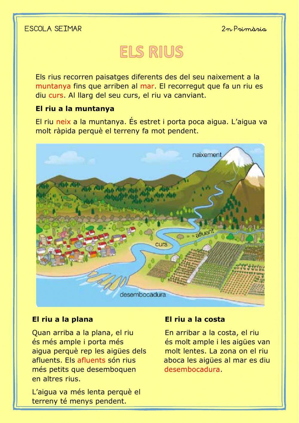 Els rius worksheet | Live Worksheets