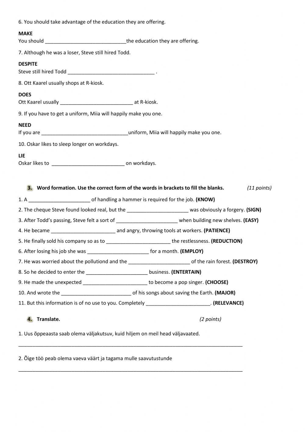 Form 9B vocabulary test (GOLD) worksheet | Live Worksheets