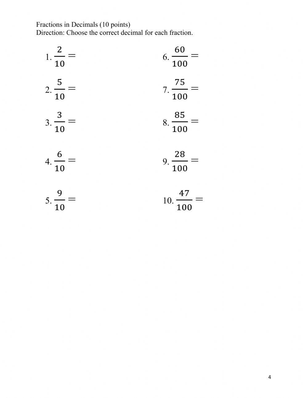 G3 Fraction Cha… | Free Interactive Worksheets | 189159