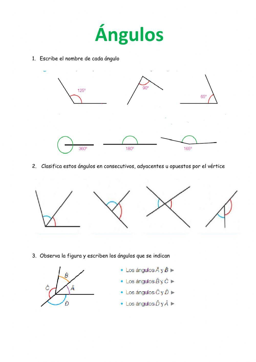Matemáticas. Repaso ángulos. Ficha interactiva | TopWorksheets ...