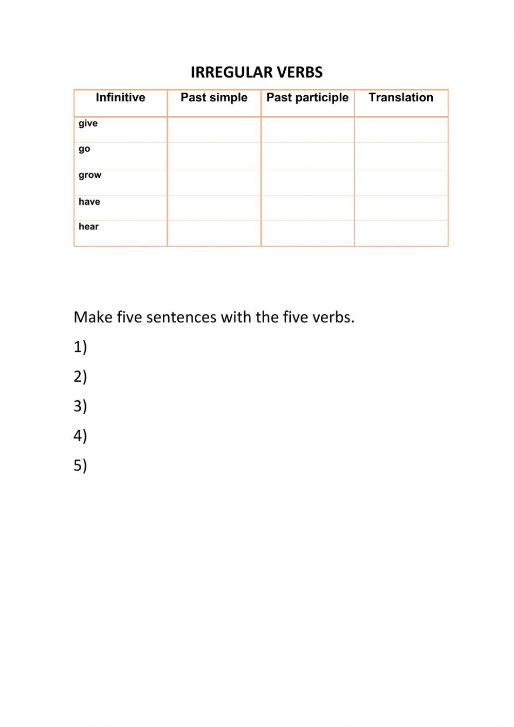 Irregular verbs-7 worksheet | Live Worksheets