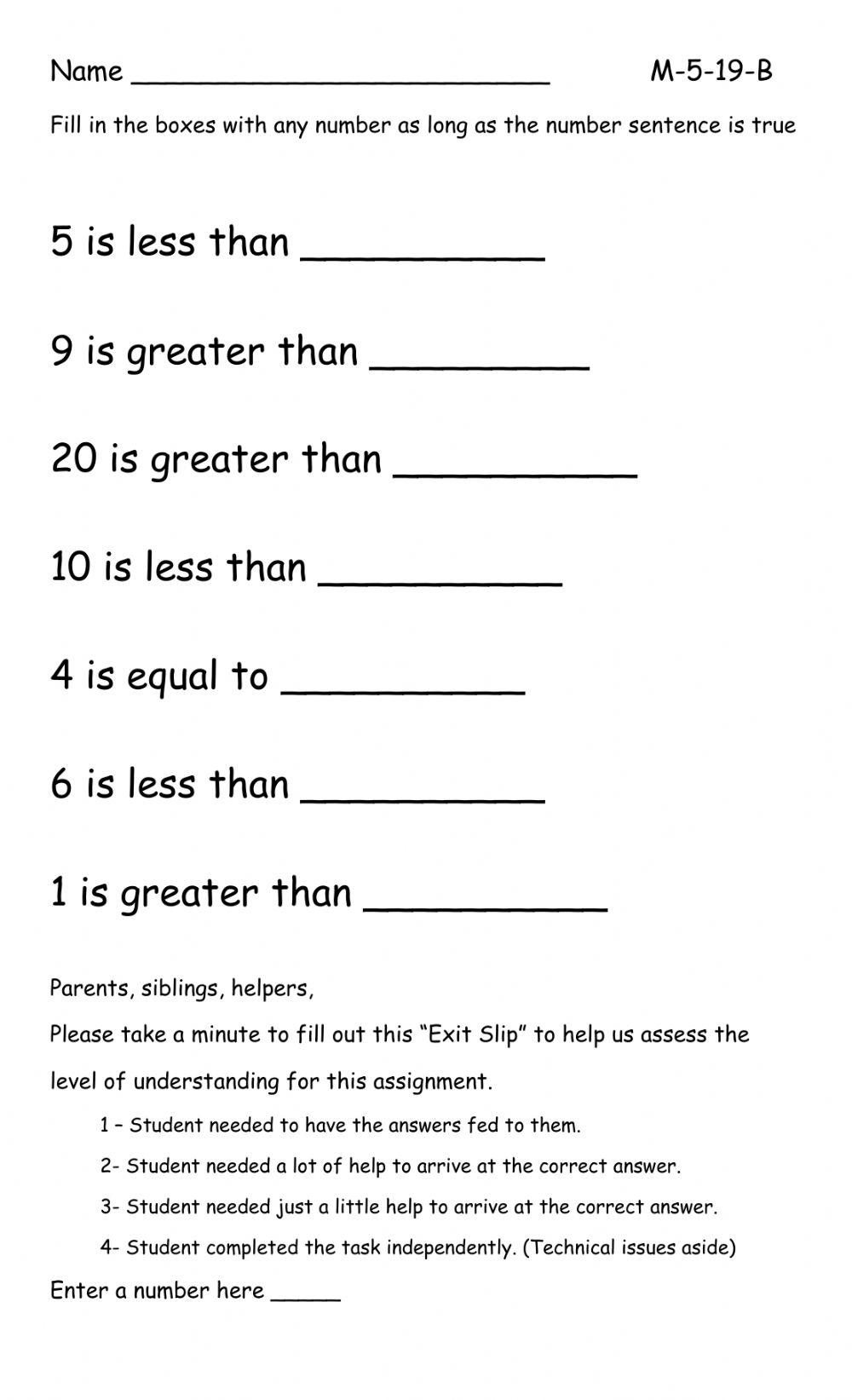 Greater-less worksheet | Live Worksheets