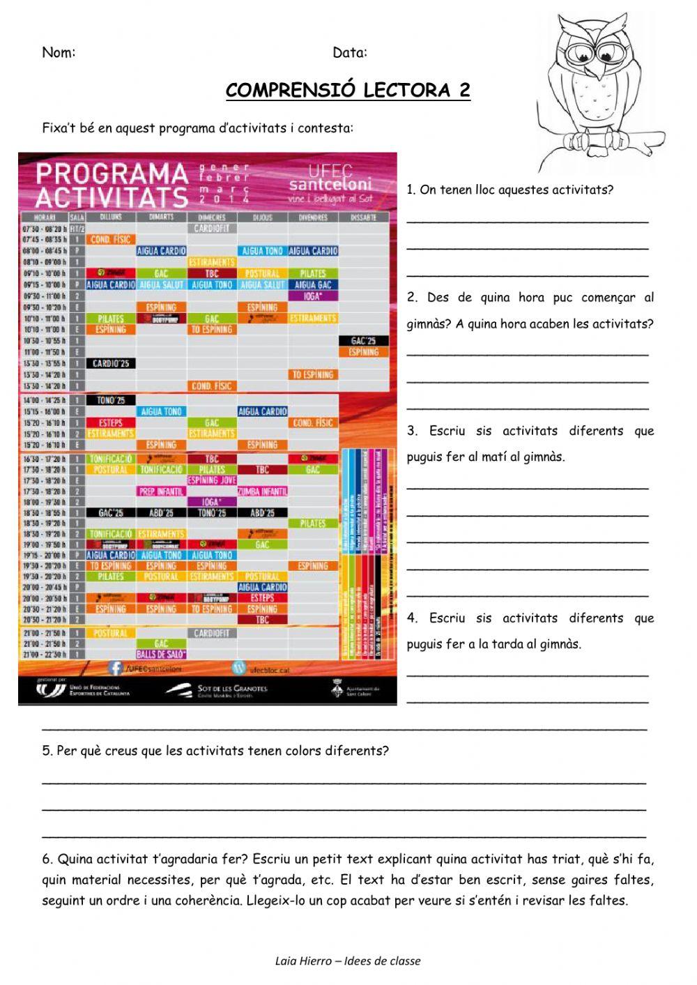 COMPRENSIÓ LECT… | Free Interactive Worksheets | 5660465