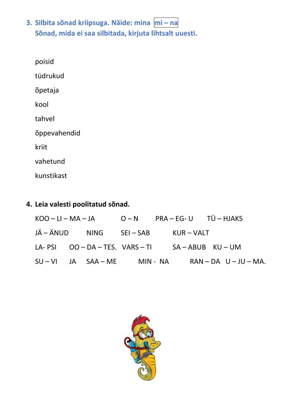 Täishääliku- ja kaashäälikuühend. Silbitamine ja
