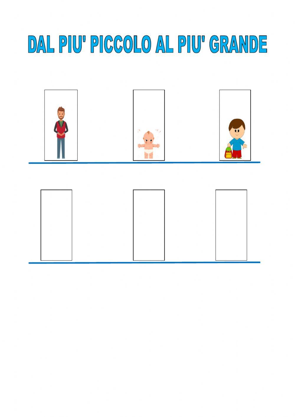 Dal piu' piccolo al piu' grande activity | Live Worksheets
