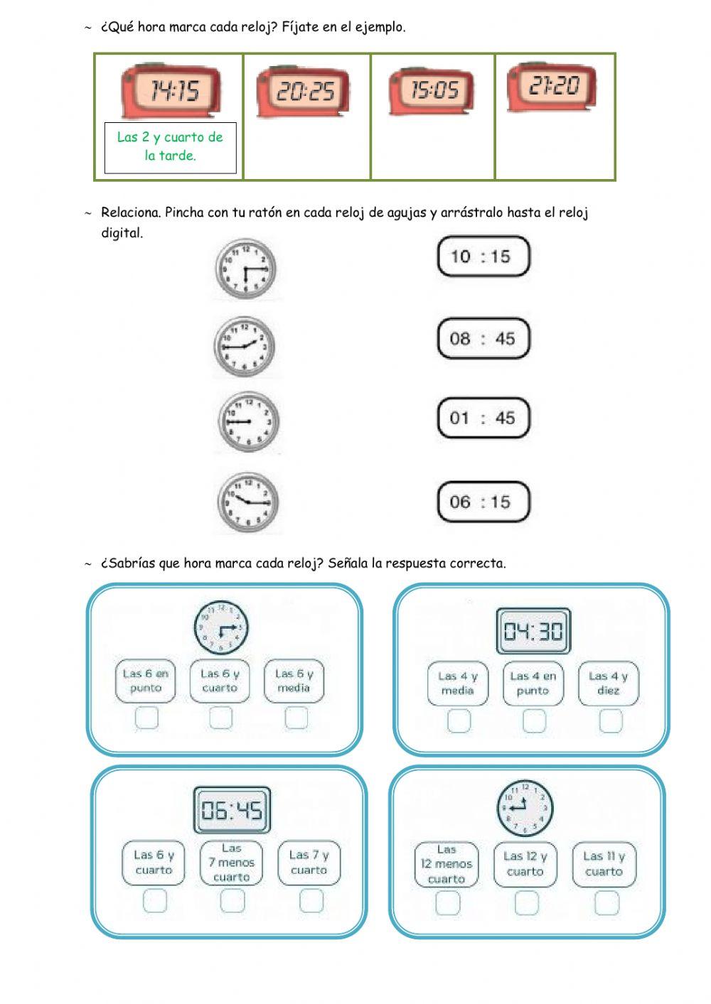 El reloj digital activity | Live Worksheets