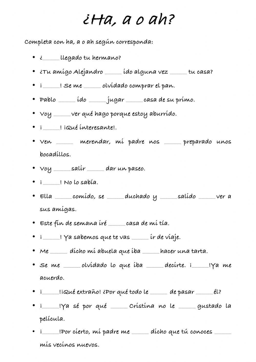 Ha, a, ah | Free Interactive Worksheets | 191004