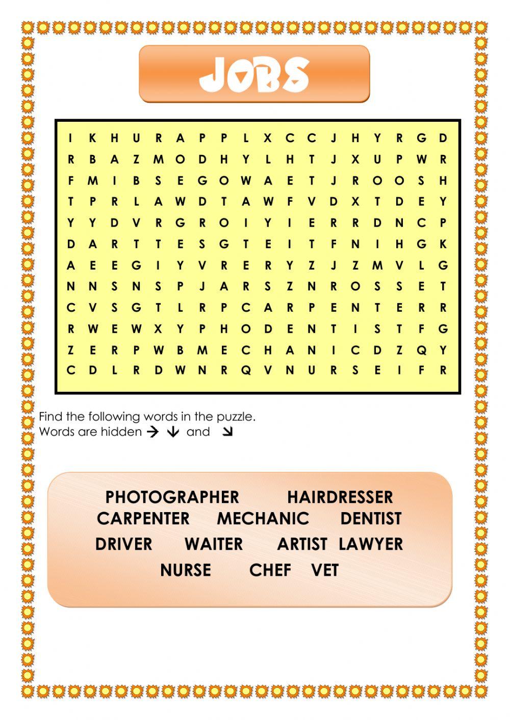 Jobs online exercise for 4º | Live Worksheets