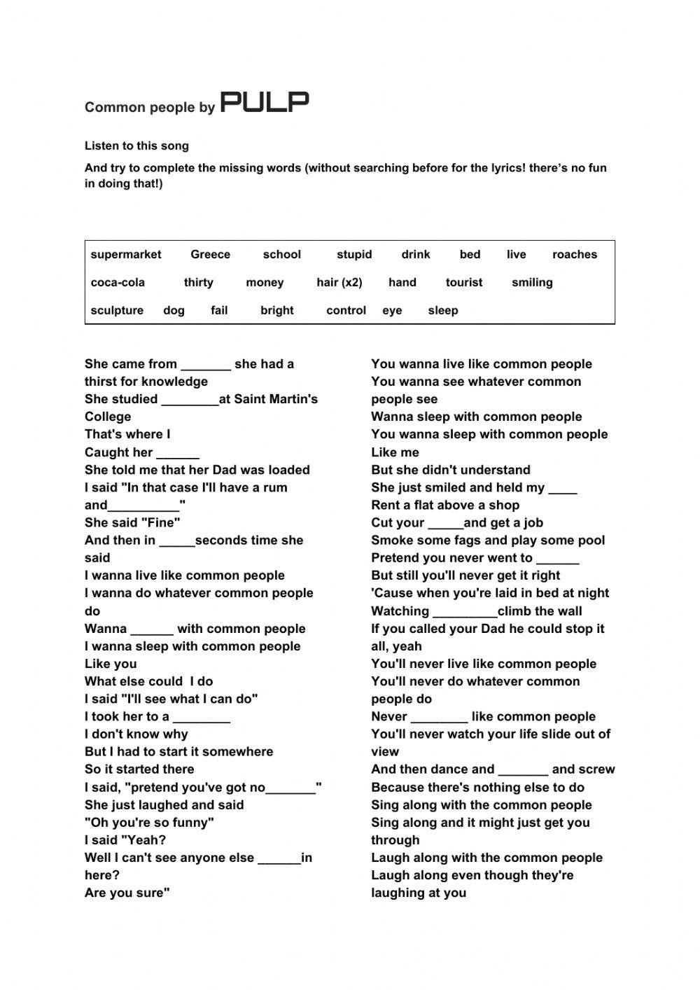 191196 | Common people | rsaezleon | LiveWorksheets