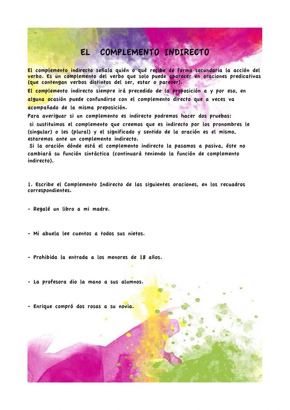 Complemento indirecto activity | Live Worksheets