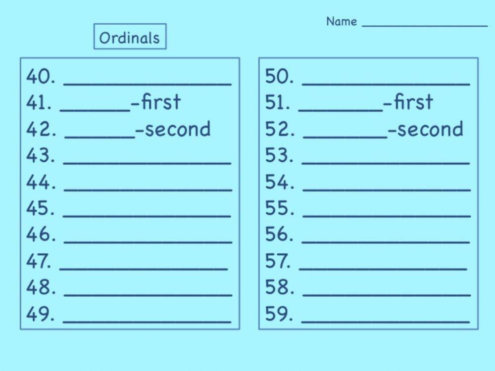 Ordinal Numbers 40-59 Writing worksheet | Live Worksheets