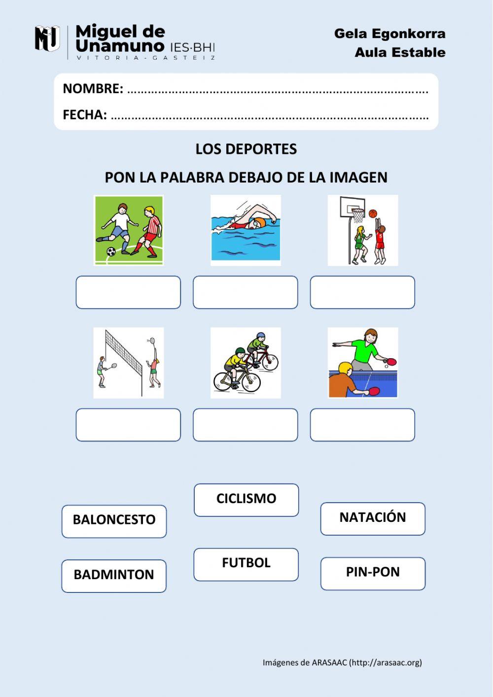 Deportes: conocemos algunos deportes 1 worksheet | Live Worksheets