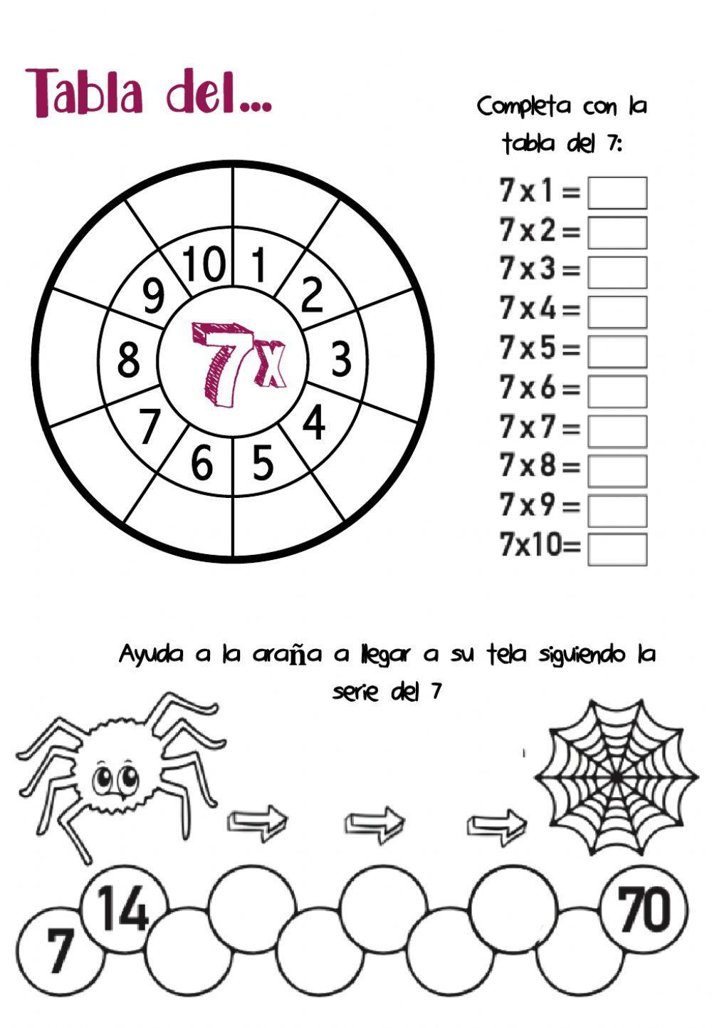 Tabla del 7 | Free Interactive Worksheets | 194219