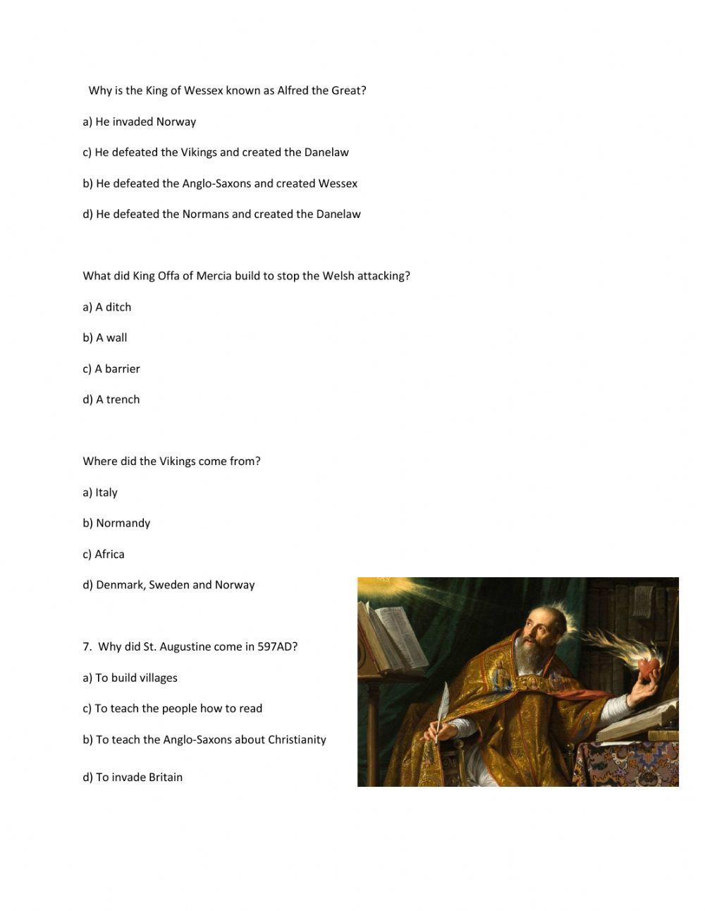 Anglo Saxon Britain worksheet | Live Worksheets