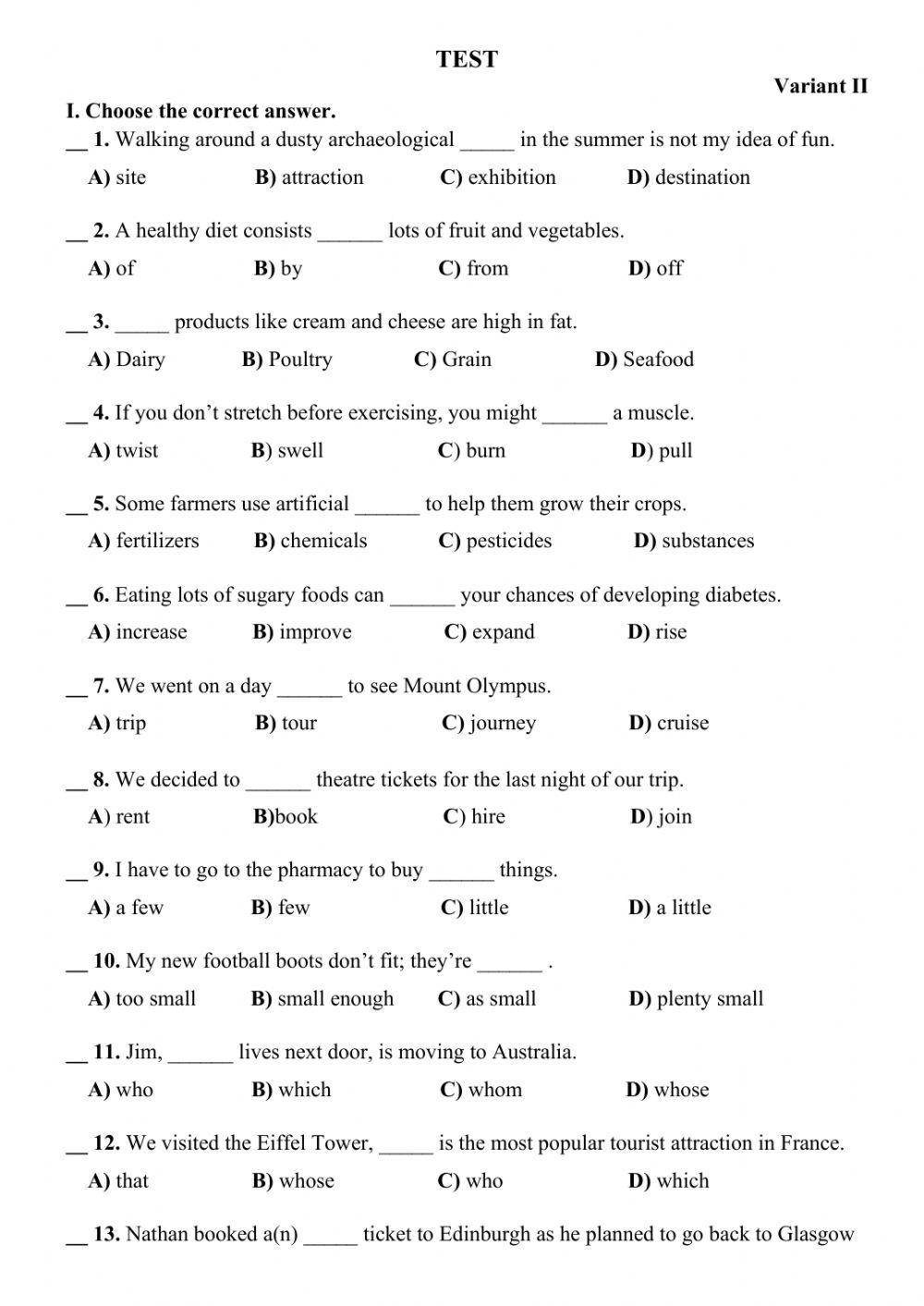 Test (On Screen-V2) worksheet | Live Worksheets