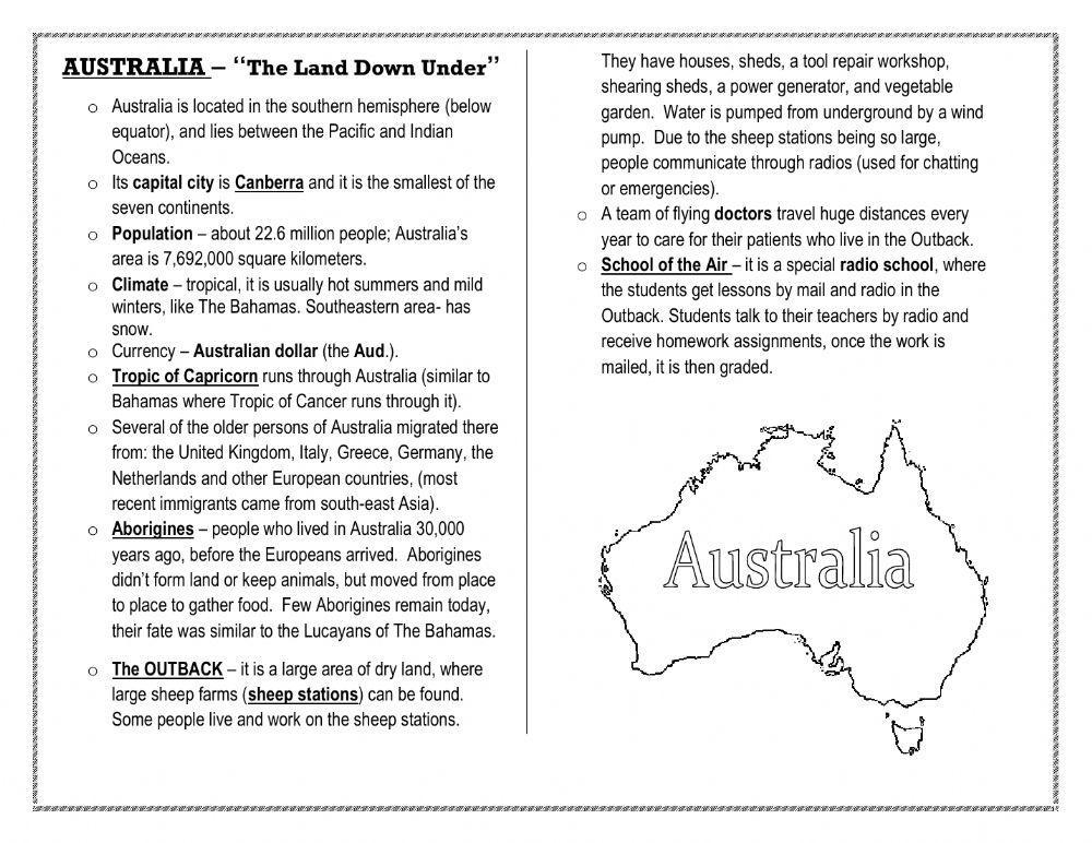 Australia Notes | Free Interactive Worksheets | 195056