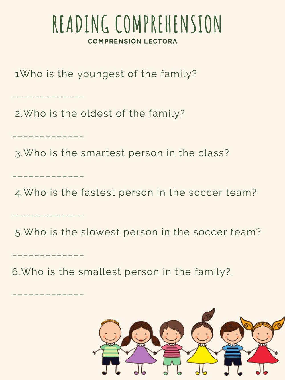 Reading Comprehension - Superlatives online exercise for | Live Worksheets