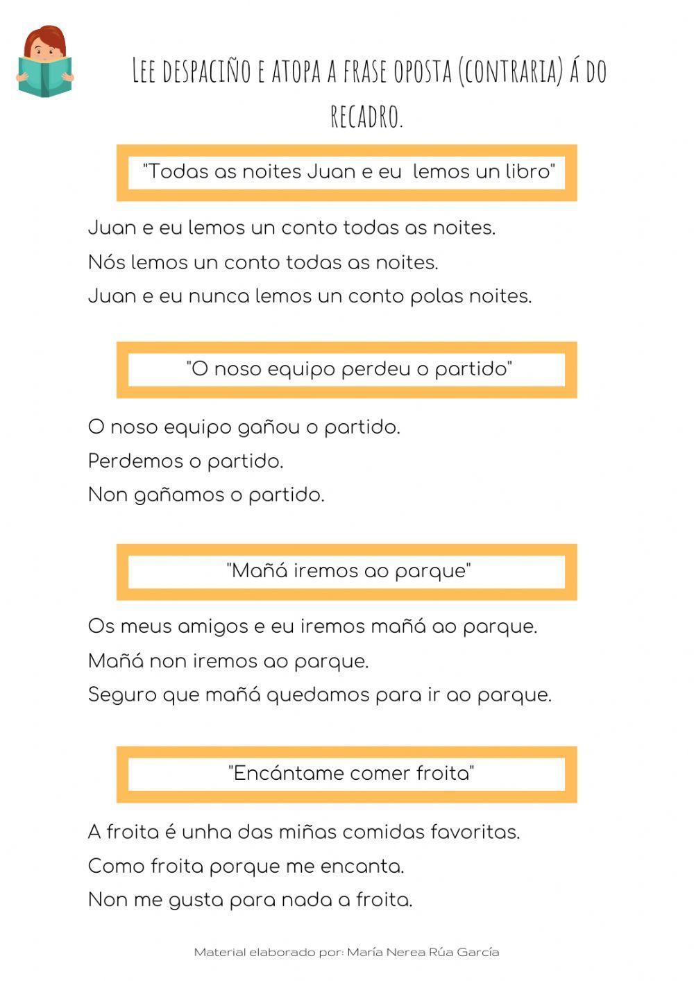 Lee e sinala o contrario worksheet | Live Worksheets