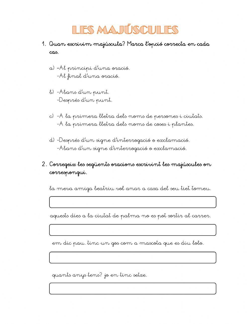 Les majúscules activity | Live Worksheets