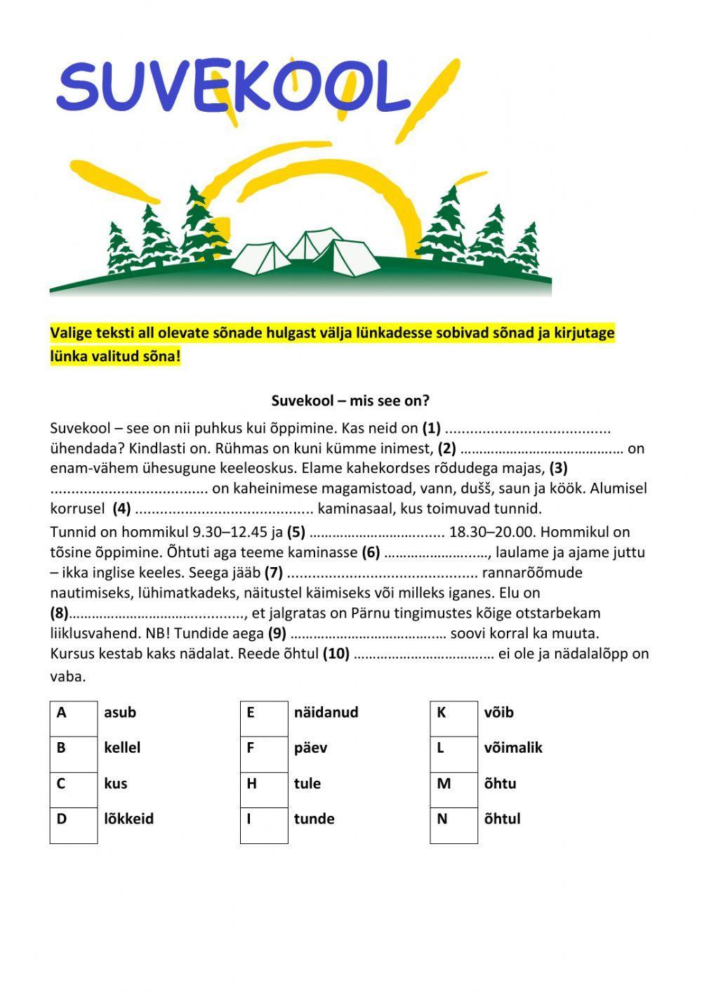 Lugemine-suveko… | Free Interactive Worksheets | 196202