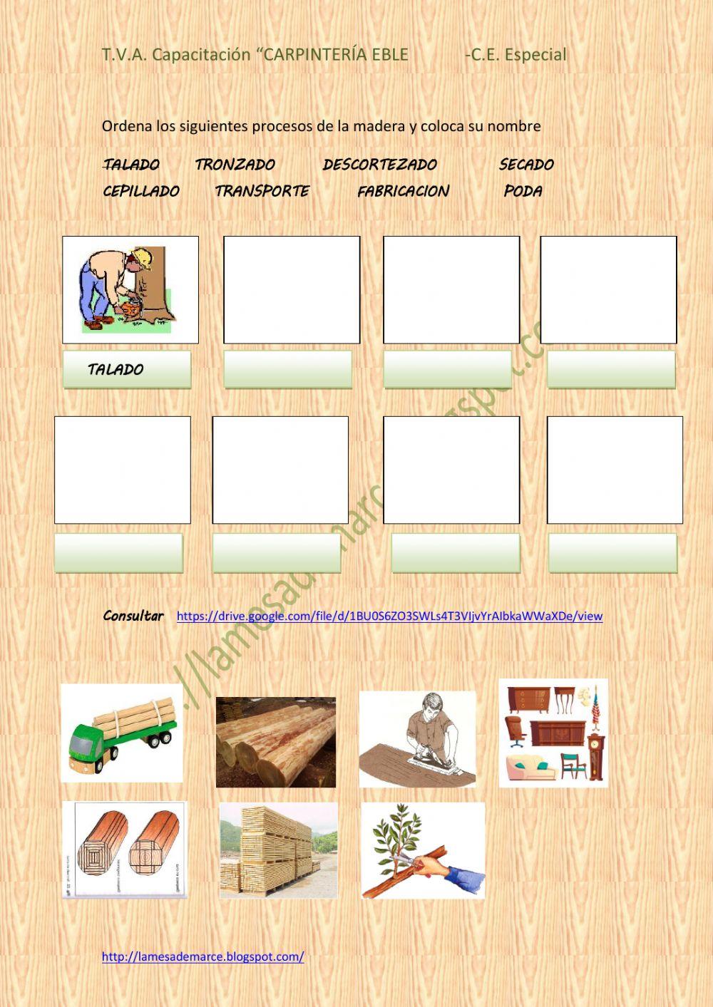 PROCESOS DE LA MADERA EE online exercise for | Live Worksheets