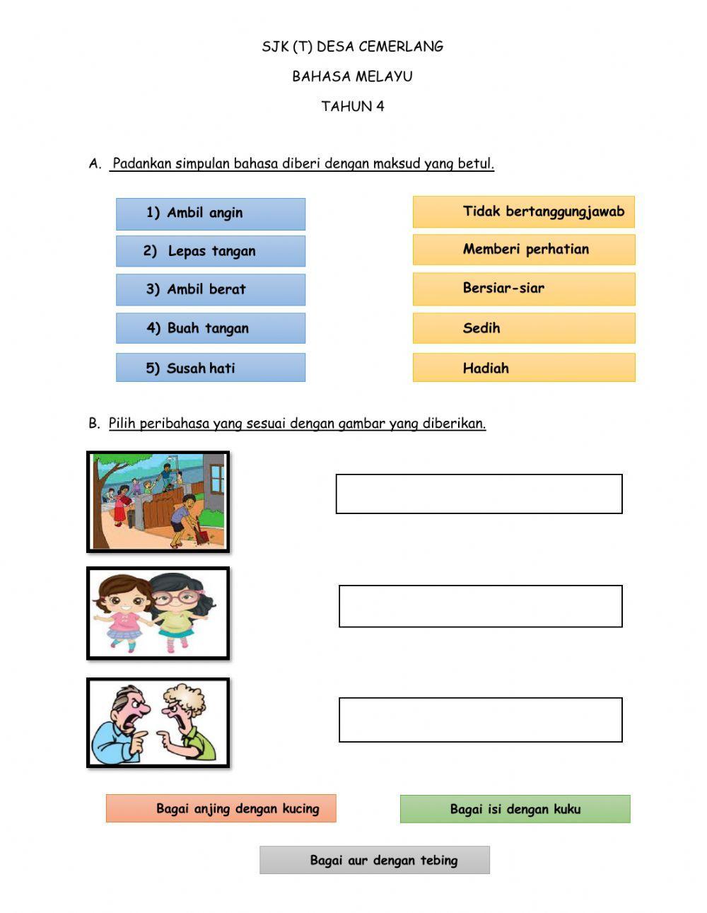 Latihan Simpulan Bahasa Online Worksheet Live Worksheets 41 Off