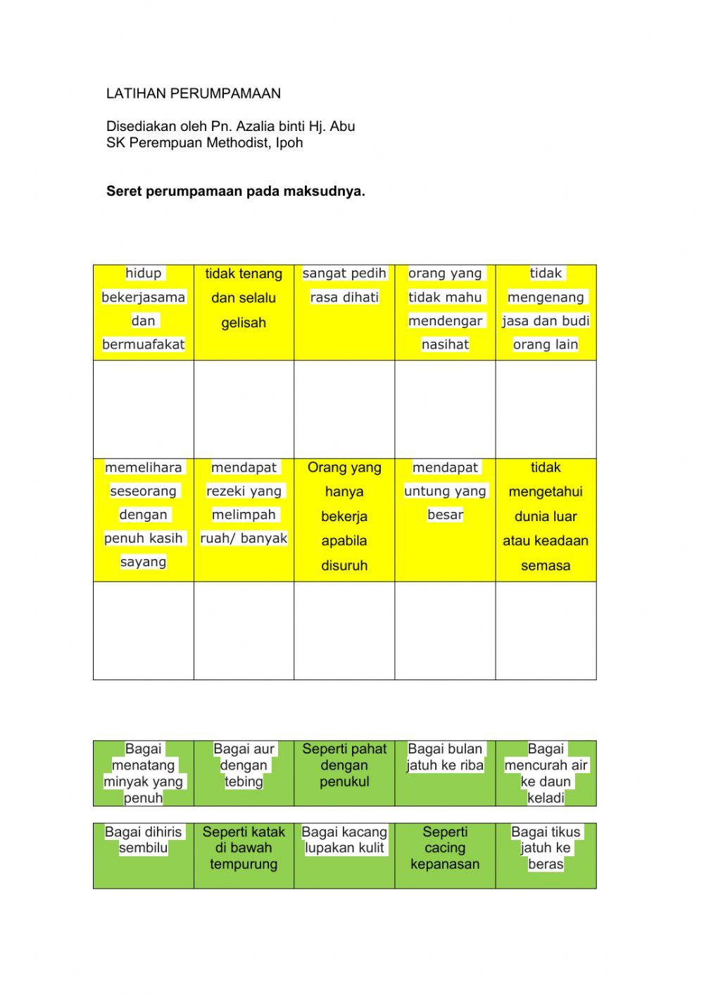 Perumpamaan interactive worksheet | Live Worksheets