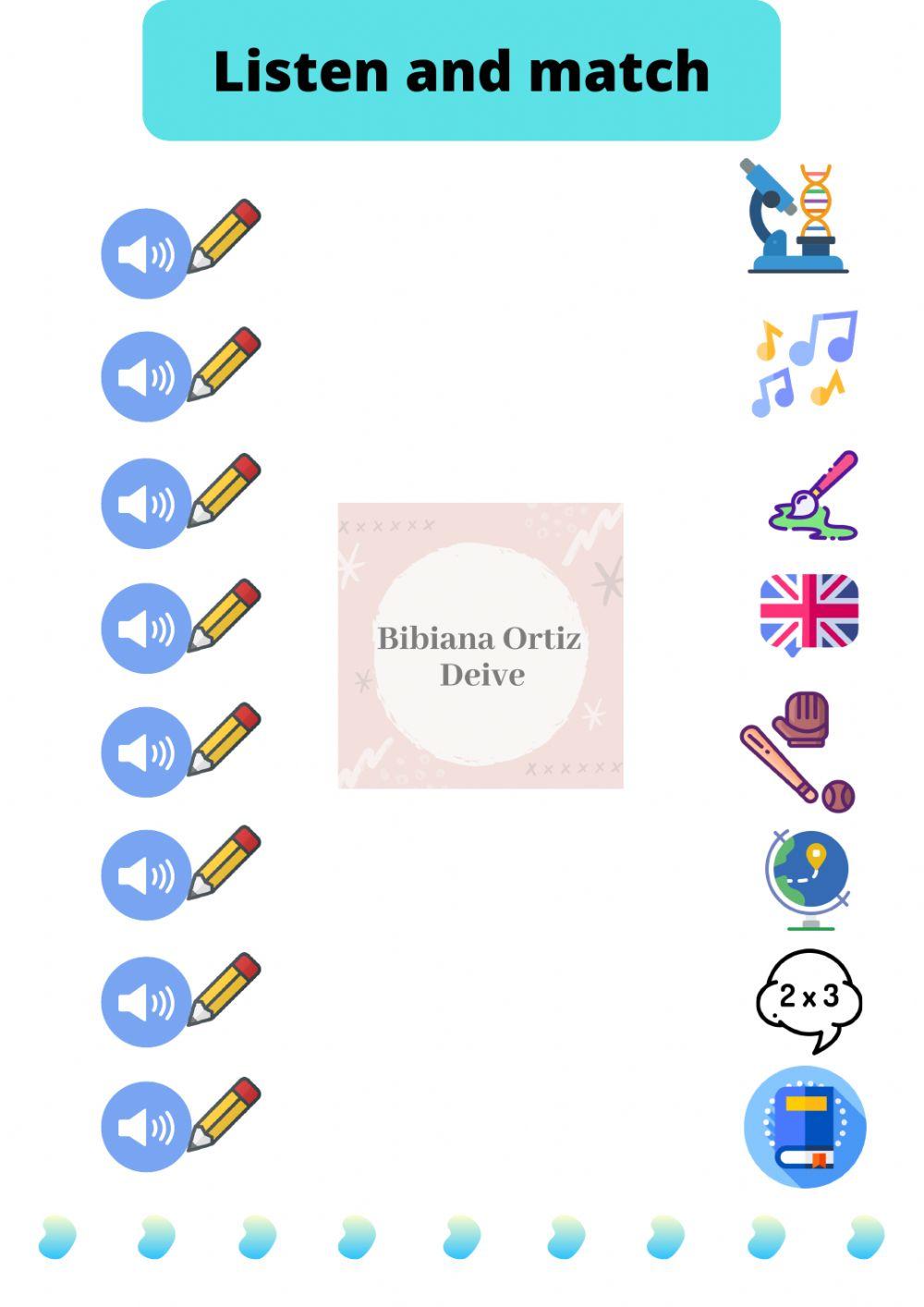 Listen and match (escucha y une) interactive worksheet | Live Worksheets