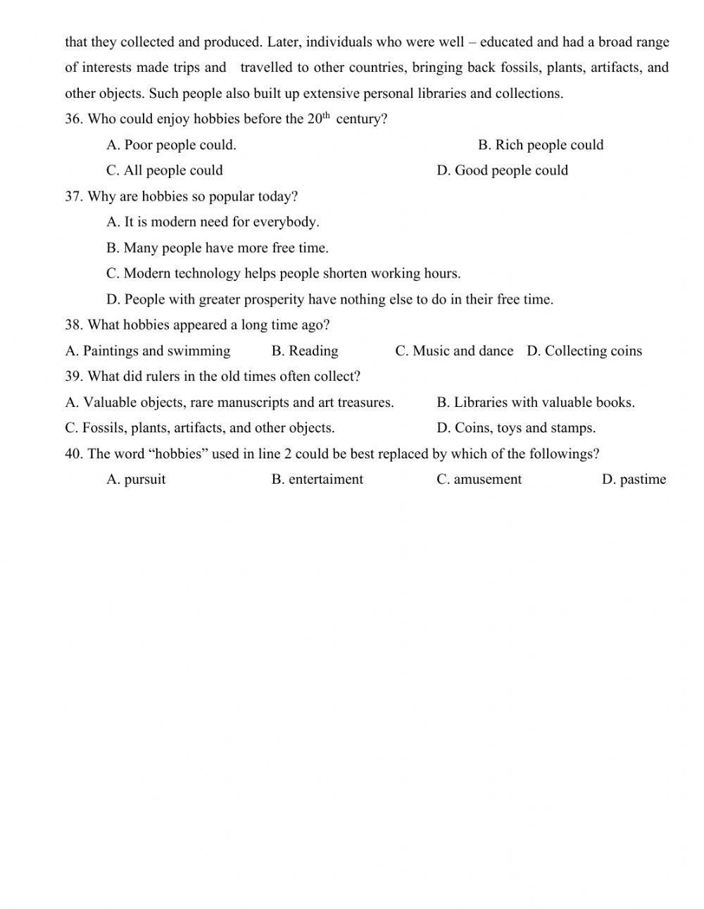 The Second Term Examination – ENGLISH 11-2 worksheet | Live Worksheets
