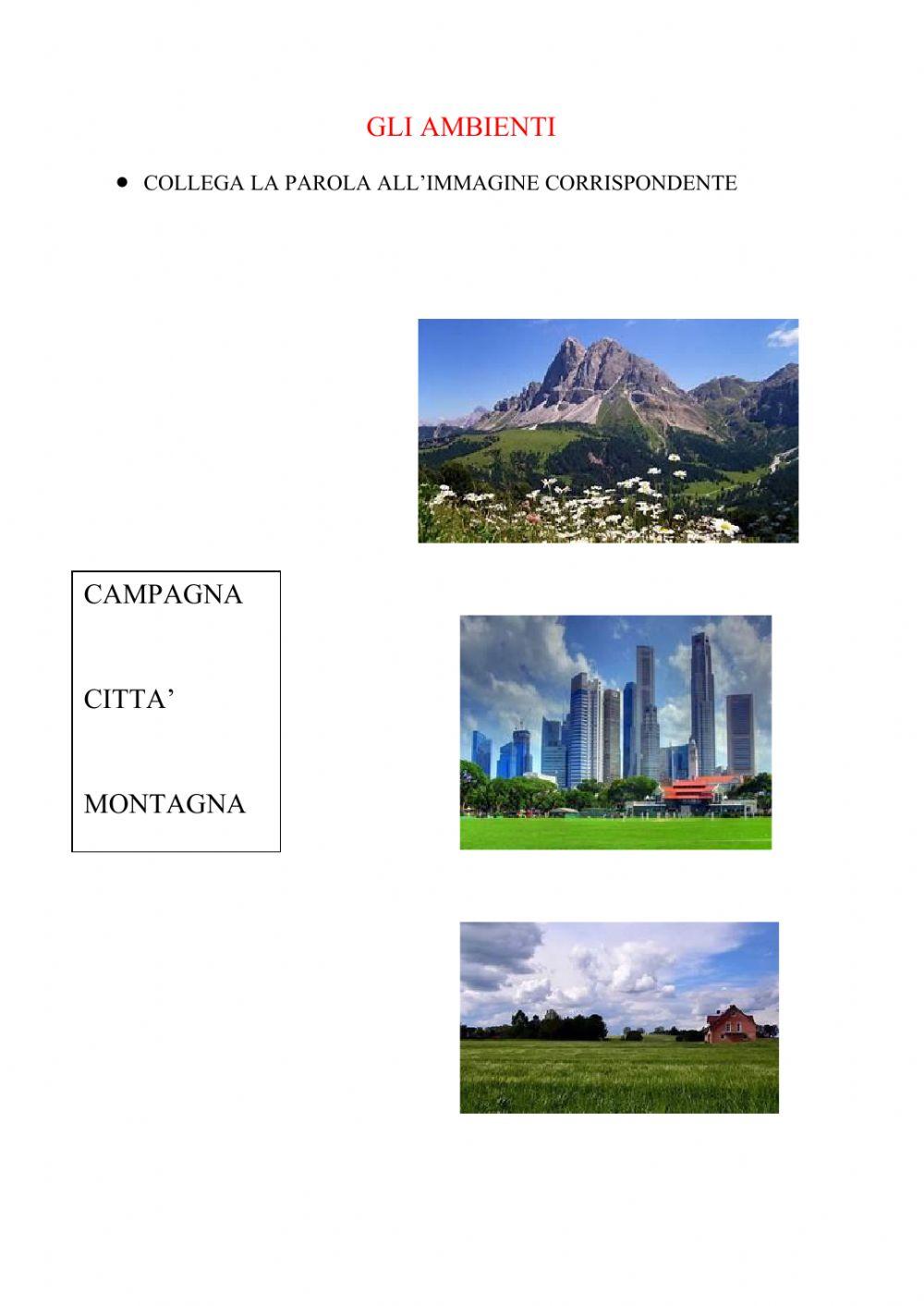 Gli ambienti interactive worksheet | Live Worksheets